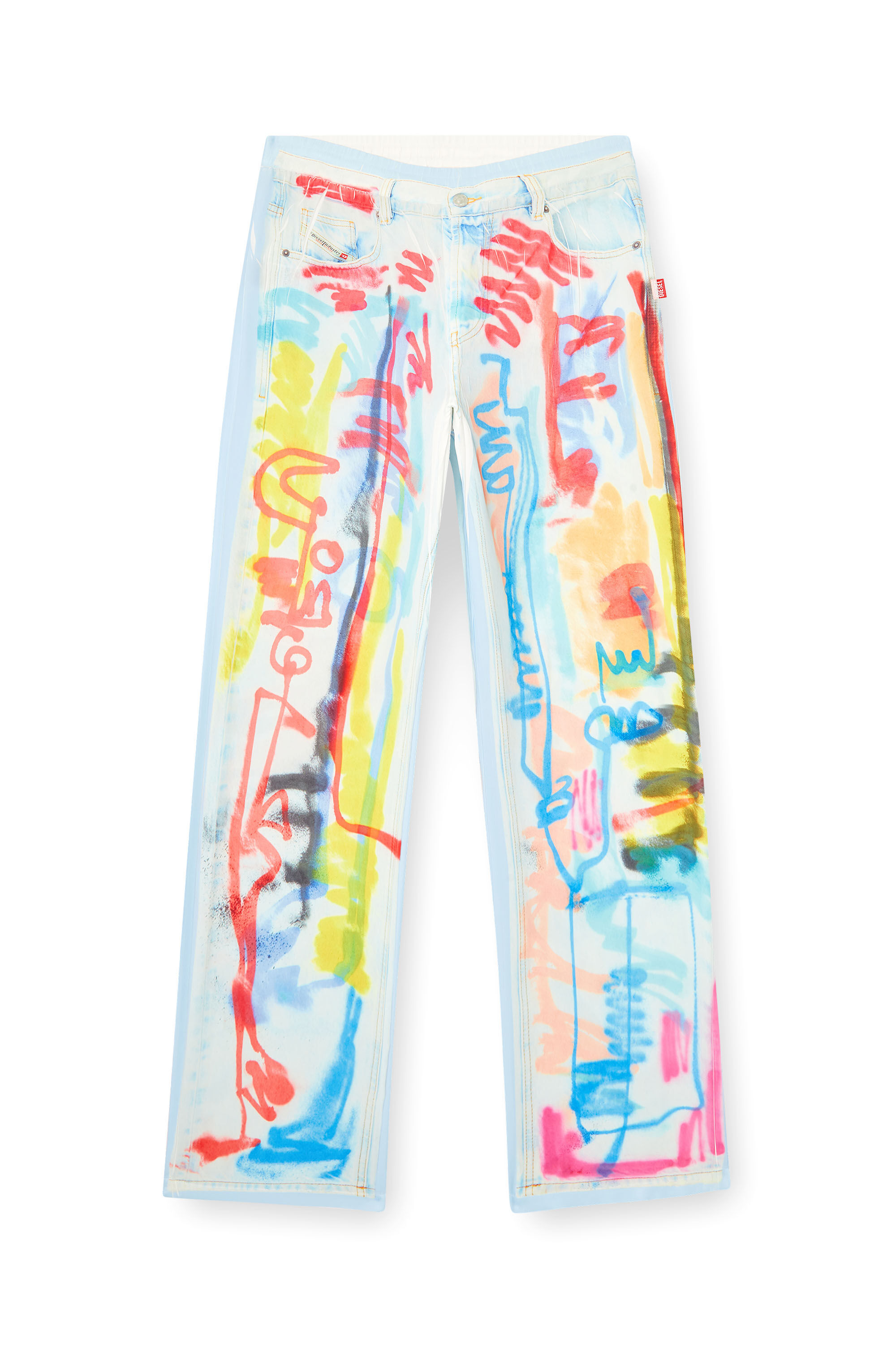 Women's Relaxed pant with graffiti print | Multicolor | Diesel Women's Relaxed pant with graffiti print | Multicolor | Diesel