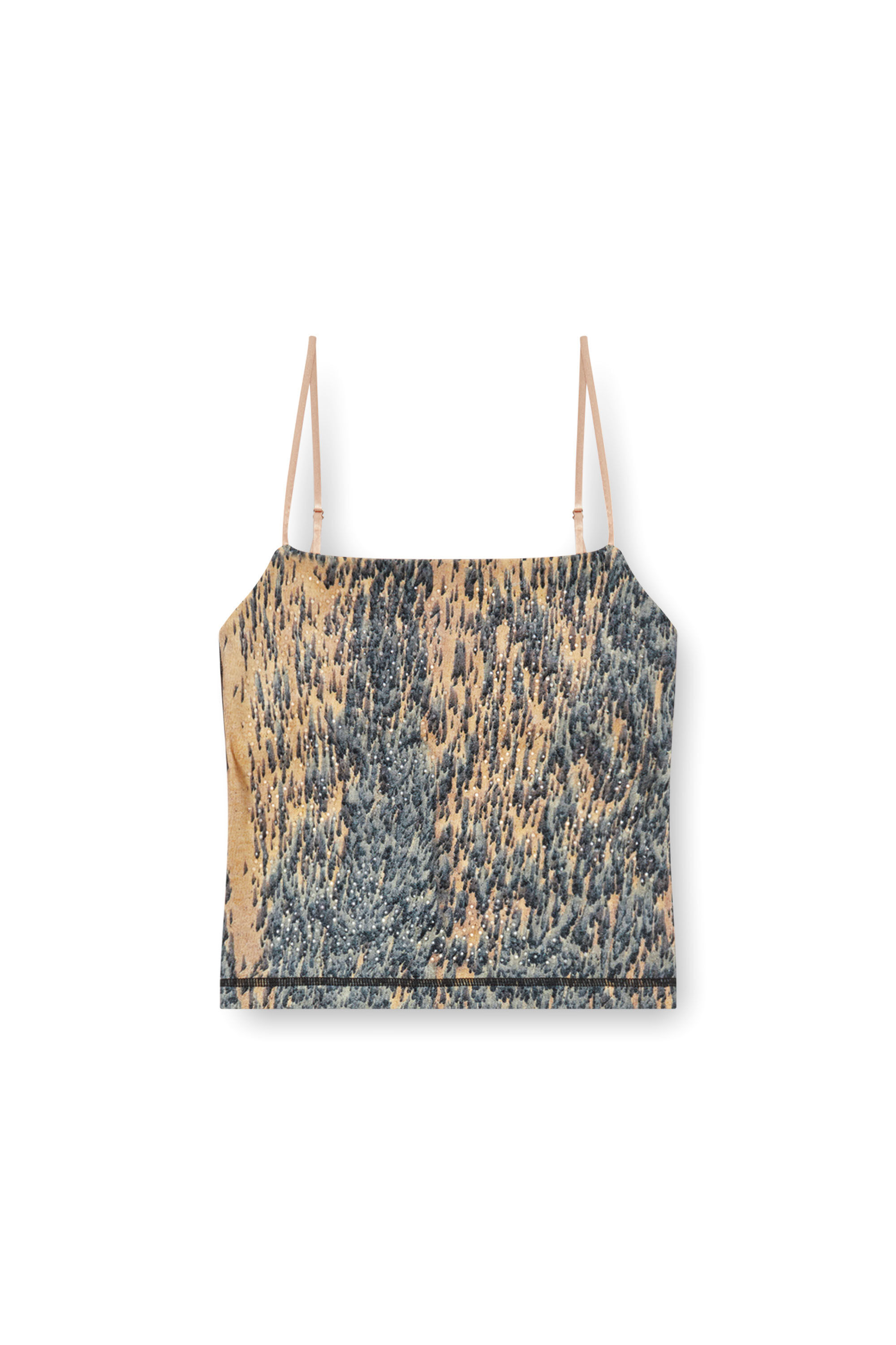 Women s Rain camo nylon camisole with crystals Multicolor Diesel