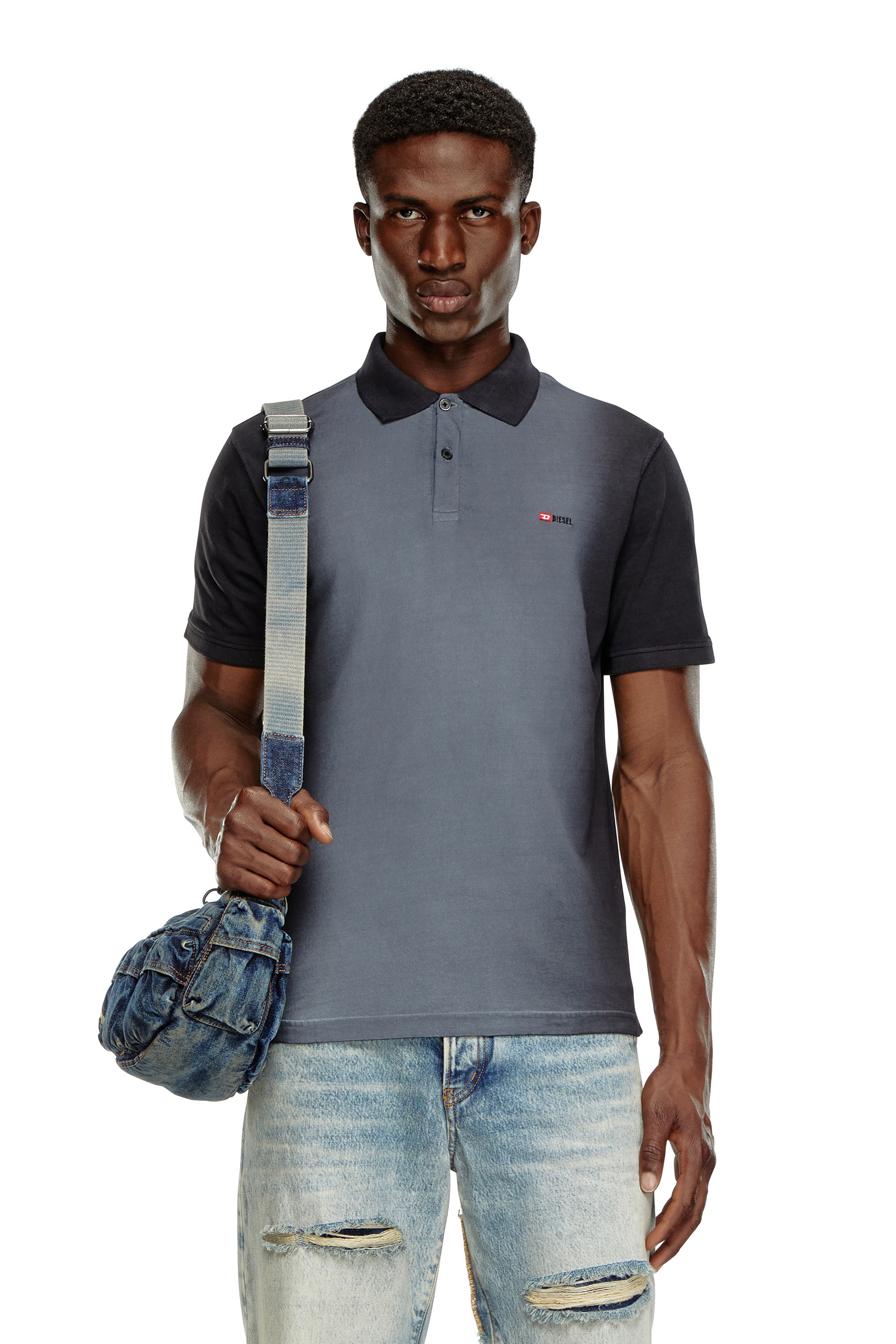 Men's Polo shirt with spray treatment | Black | Diesel