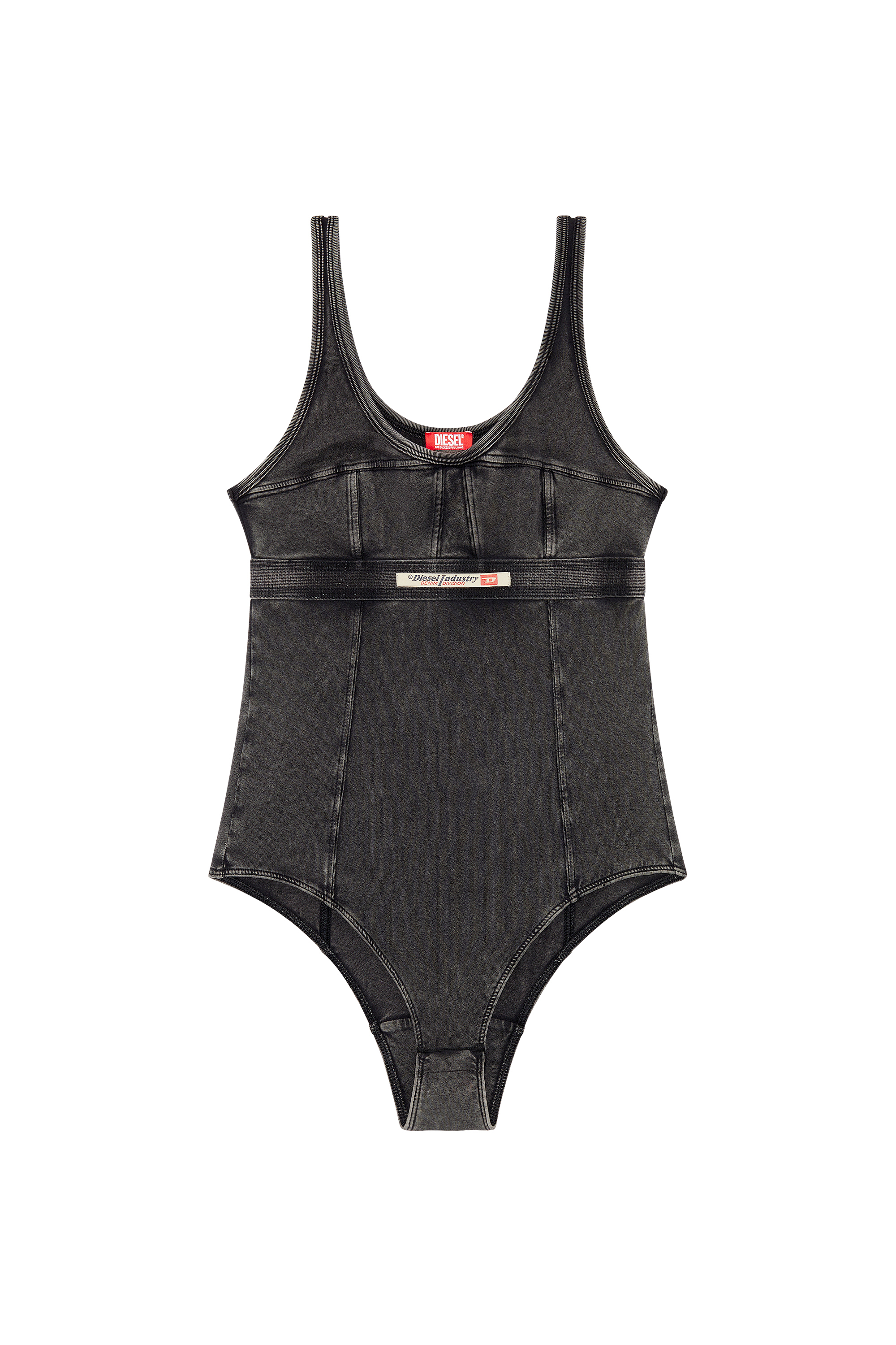Women's Bodysuit in denim-effect jersey | Black | Diesel